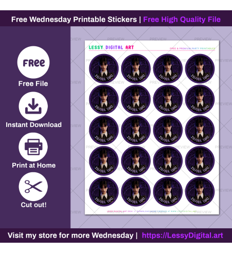 Free printable Wednesday stickers