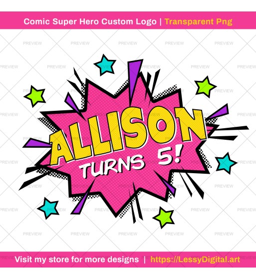 Comic super hero | Custom logo | Printable file
